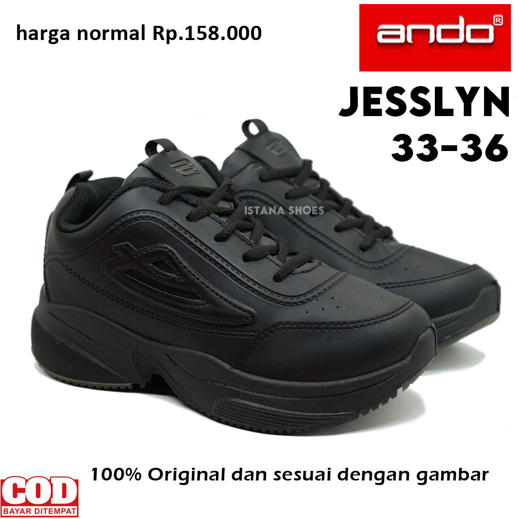 Jual SEPATU SEKOLAH ANAK HITAM PEREMPUAN SD SMP SMA ANDO JESSLYN HITAM ...