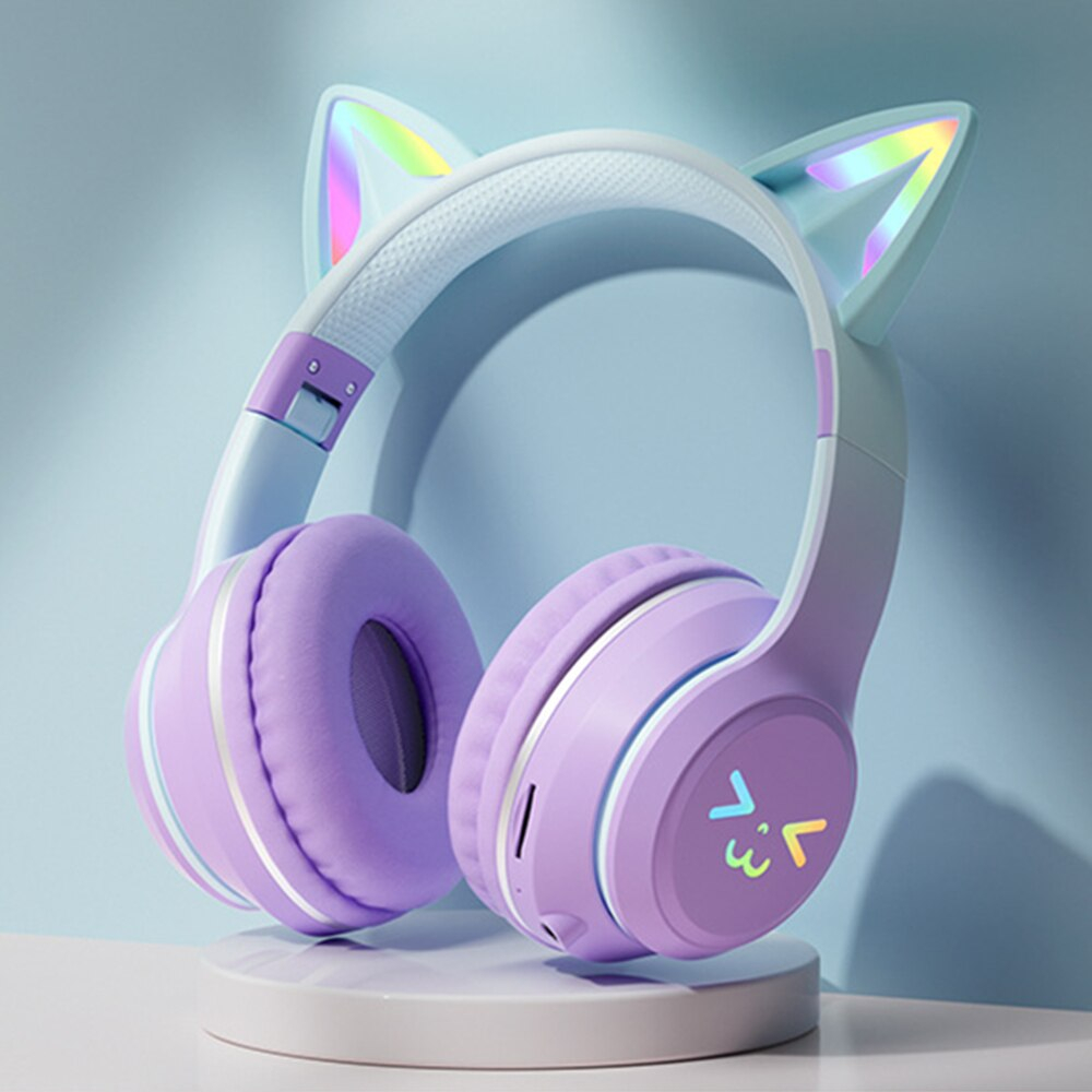 Jual Headset Kucing Bluetooth Headphone Headset Gaming Cat Ears Led ...