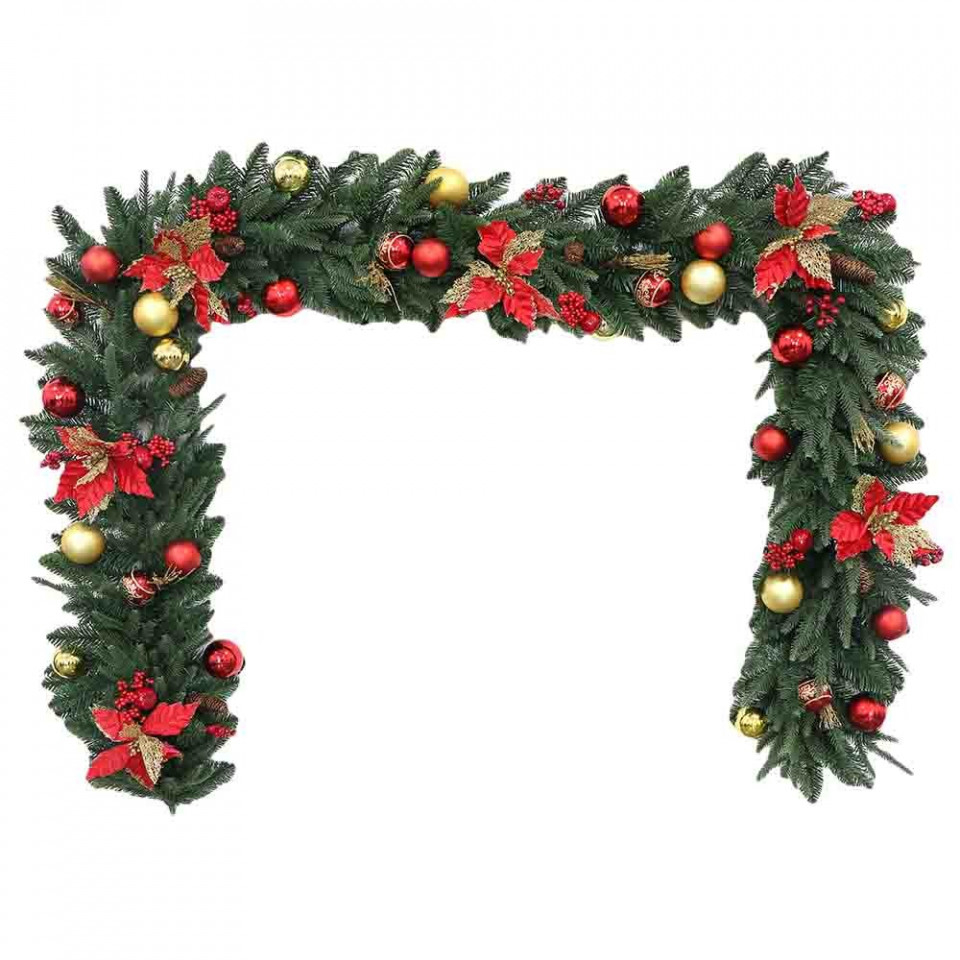 Jual Gantungan Plafon Garland Natal Red Gold Poinsettia Floral Beauty ...