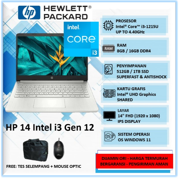 Jual Laptop i3 HP 14 Intel Core i3 Gen 12 16GB SSD 1TB 14" FHD IPS ...