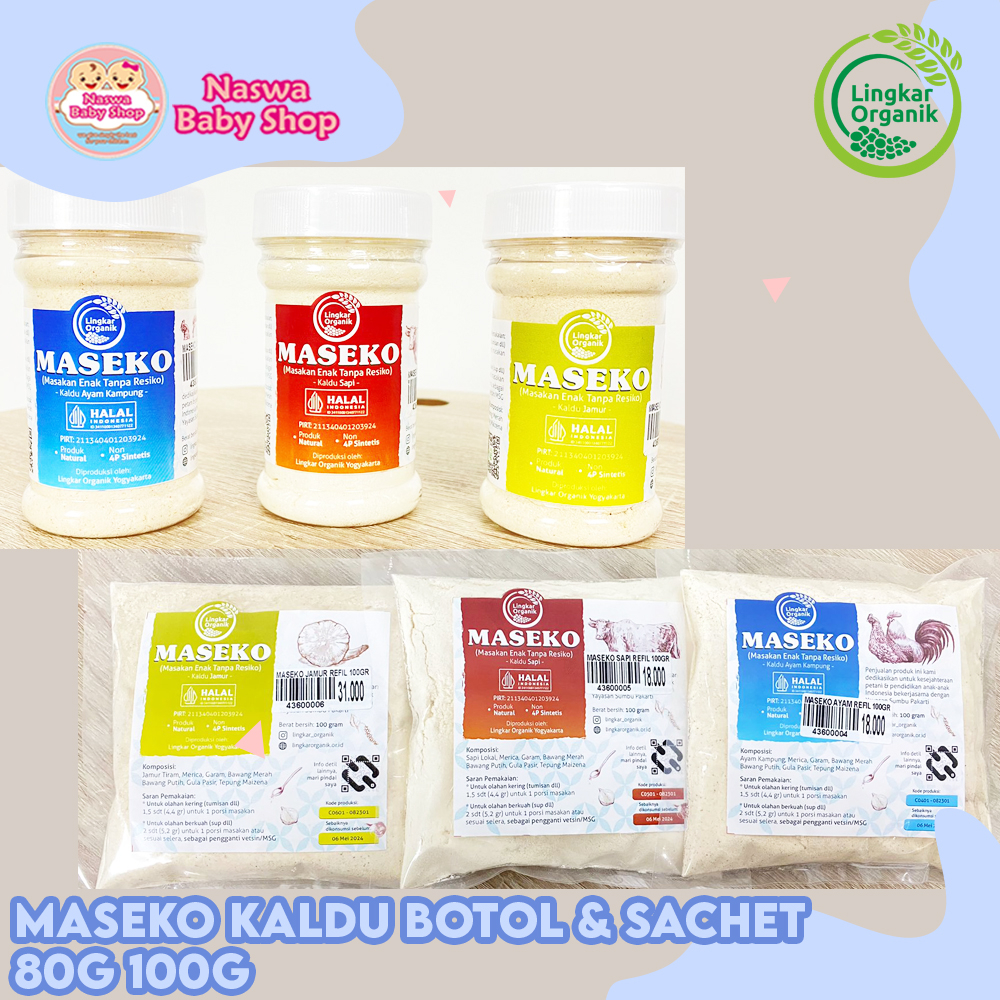 Jual Lingkar Organik Maseko Kaldu MPASI Bayi Non MSG Botol & Sachet 80g 100g | Shopee Indonesia