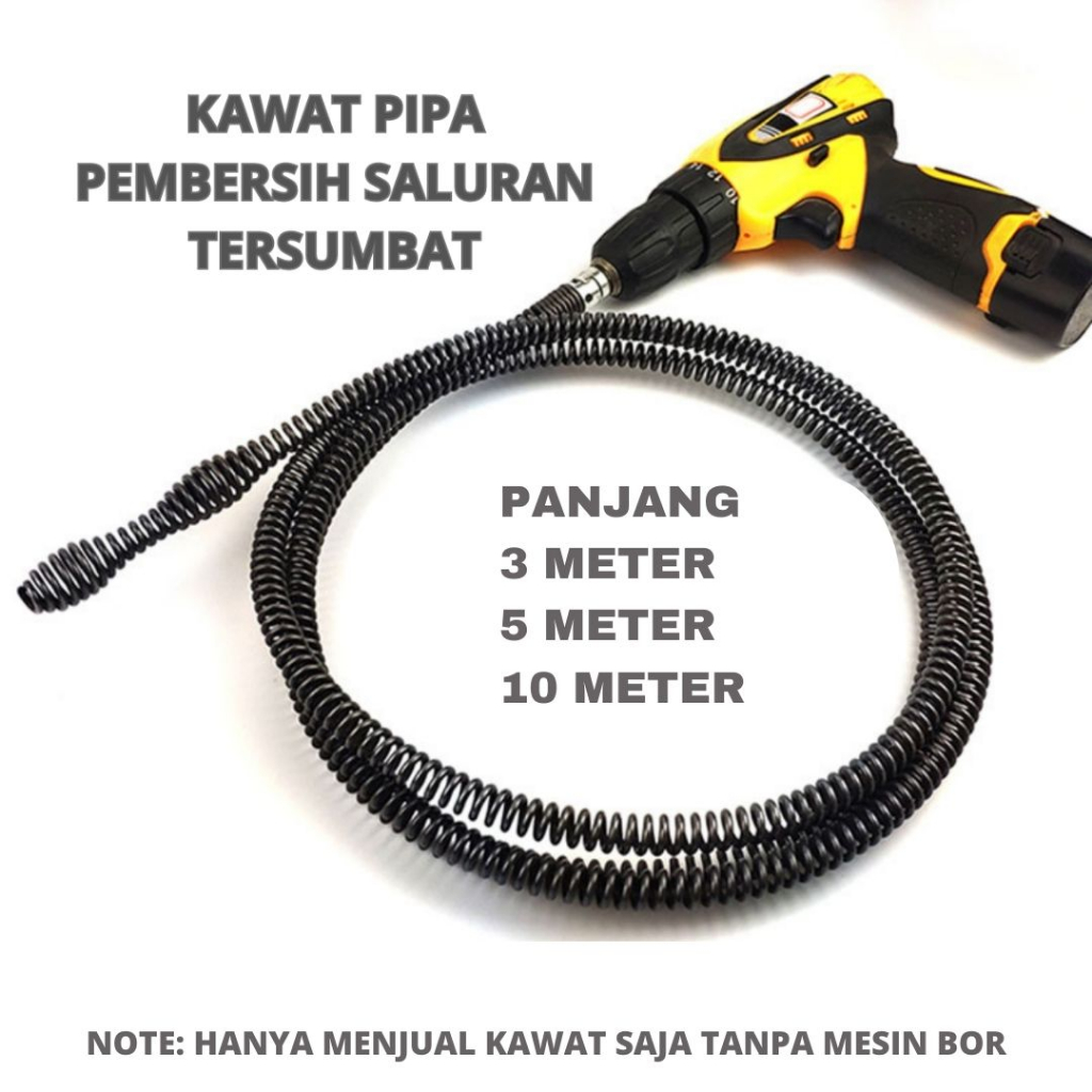 Jual Alat Pembersih Pipa Mampet Pipe Cleaner Kawat Dengan Adaptor Bor | Shopee Indonesia