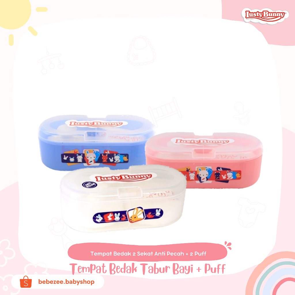 Jual Lusty Bunny Tempat Bedak Anti Pecah 2 Sekat + Puff Busa | Shopee ...