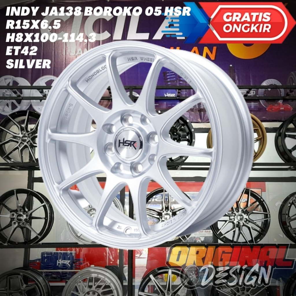 Jual Velg Mobil Ring 15 HSR INDY BOROKO 05 R15 Lebar 6,5 Lobang 4 Silver | Shopee Indonesia