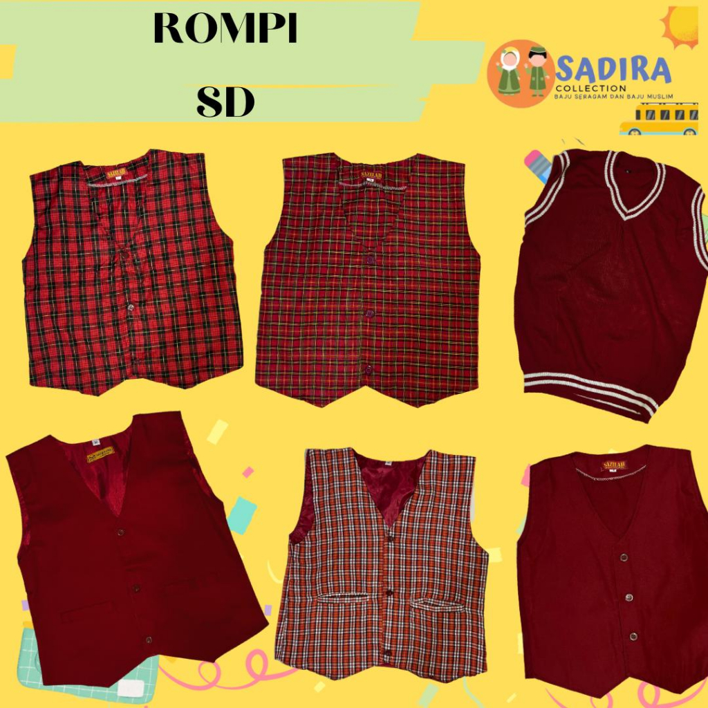 Jual ROMPI / VEST SD RAJUT, POLOS, KOTAK-KOTAK | Shopee Indonesia