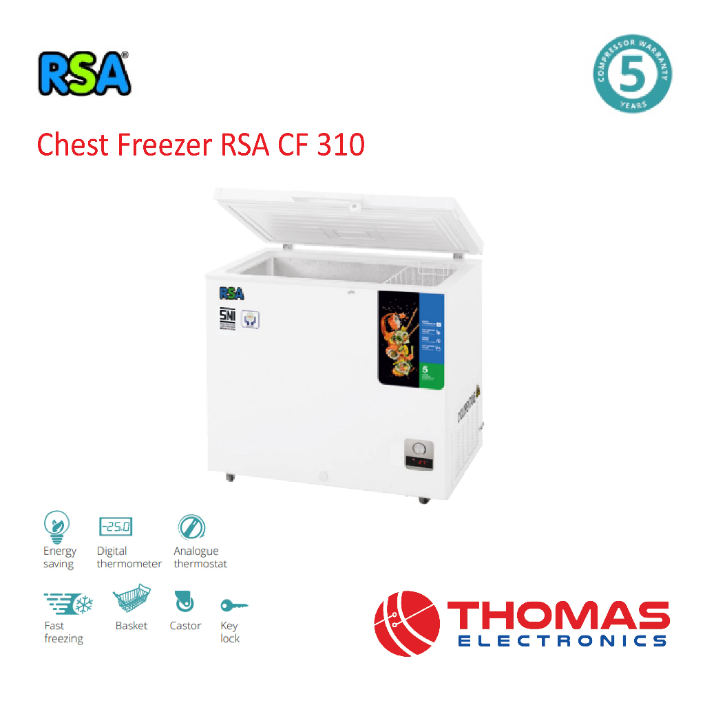 Jual Chest Freezer Box RSA CF310 CF 310 Q 318 Liter Garansi Resmi ...