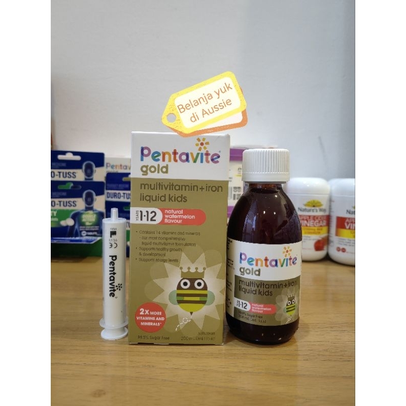 Jual PENTAVITE GOLD Multivitamin + Iron Liquid Kids 1-12 Years 200mL ...