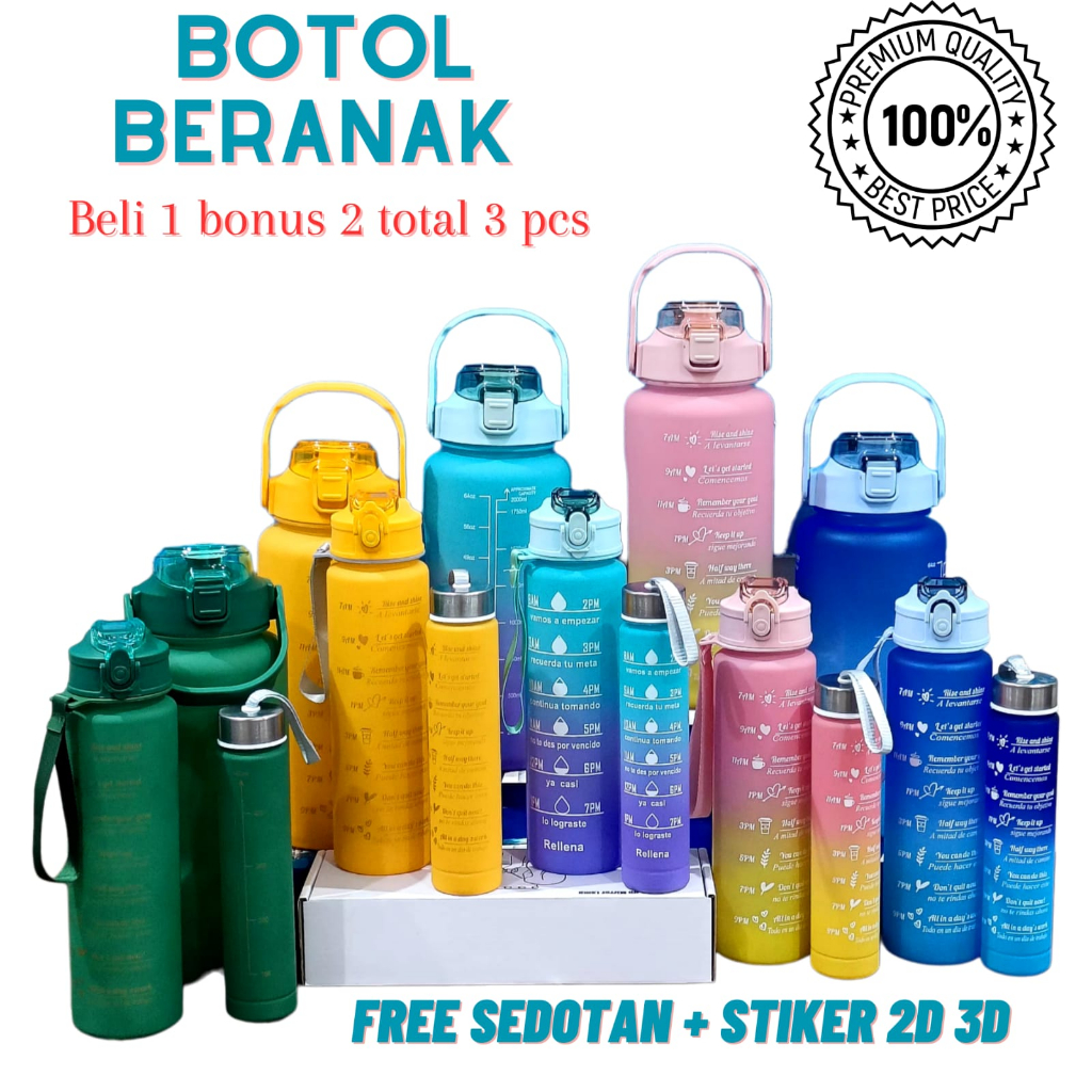 Jual Botol Beranak 2 Liter + 1000ml + 500ml Botol Minum Viral 1 set ...