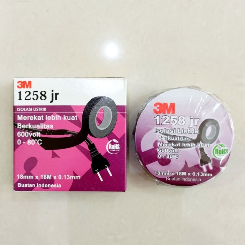 Jual 3M Isolasi Listrik Hitam 1258 JR/Isolasi kabel listrik/Isolasi ...