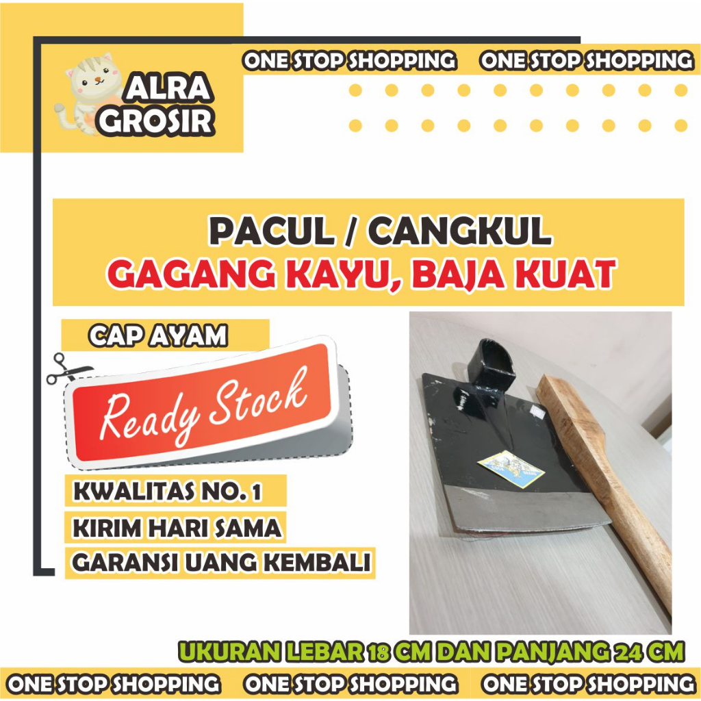 Jual Cangkul Pacul Pacol Baja Asli Gagang Kayu Anti Lengket Mata ...