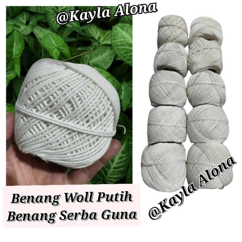 Jual Benang Woll Tebal Kuat / Benang Woll Serba Guna ( Putih ) | Shopee ...
