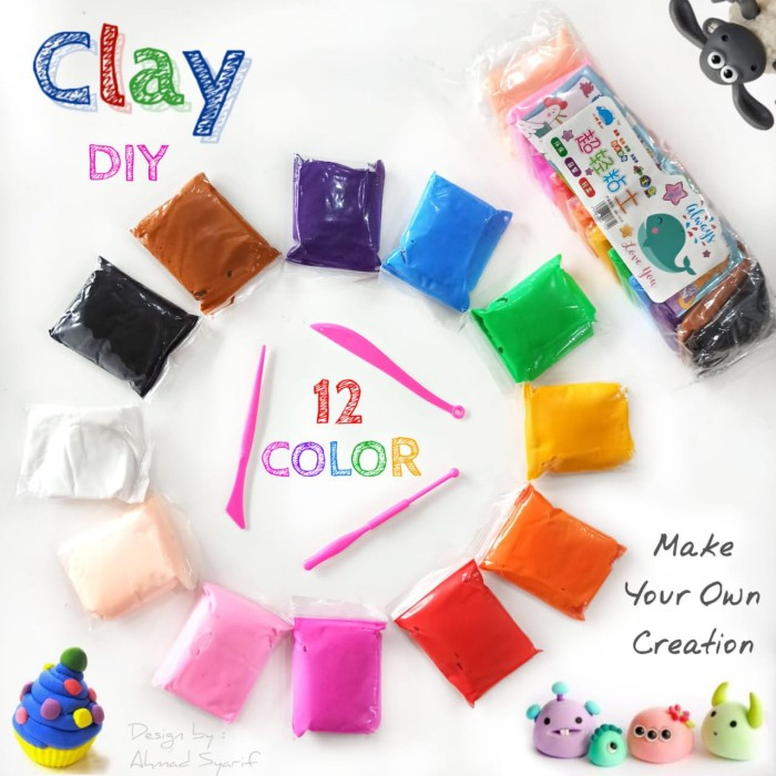 Jual TOKOJUJUR 12 Warna Clay Mainan Edukasi Anak Kreativitas Plastisin ...