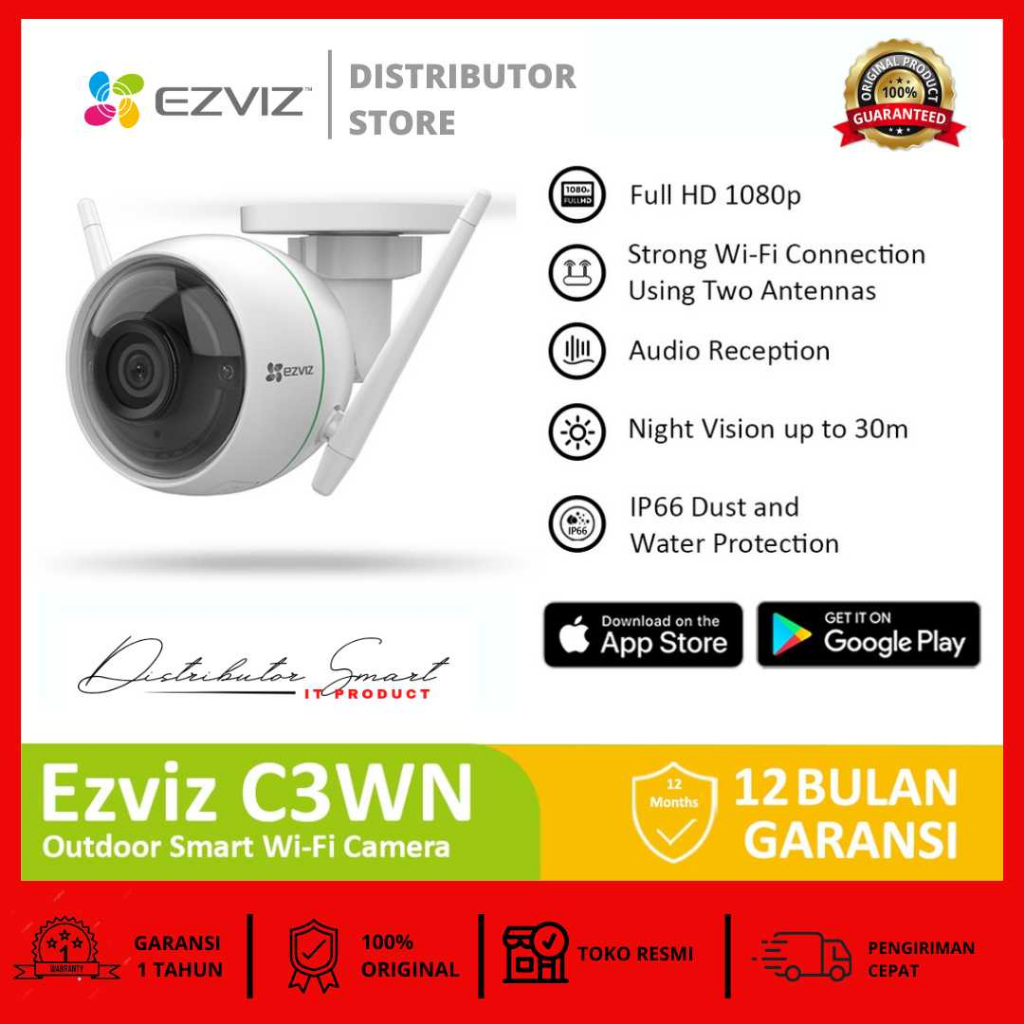 Jual Ezviz C3WN Outdoor IP Cam 1080p Full HD - Garansi Resmi | Shopee ...