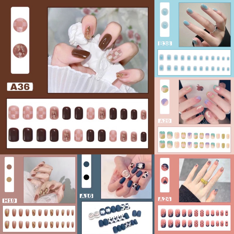 Jual [PART 1] FAKE NAILS 24pcs KUKU PALSU FREE LEM STIKER KUKU PEDICURE ...