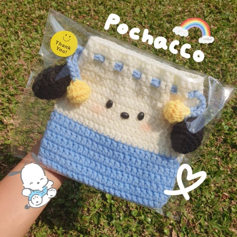 Jual Sanrio Pochacco Dawstring Pouch | Crochet pouch | Pouch rajut ...