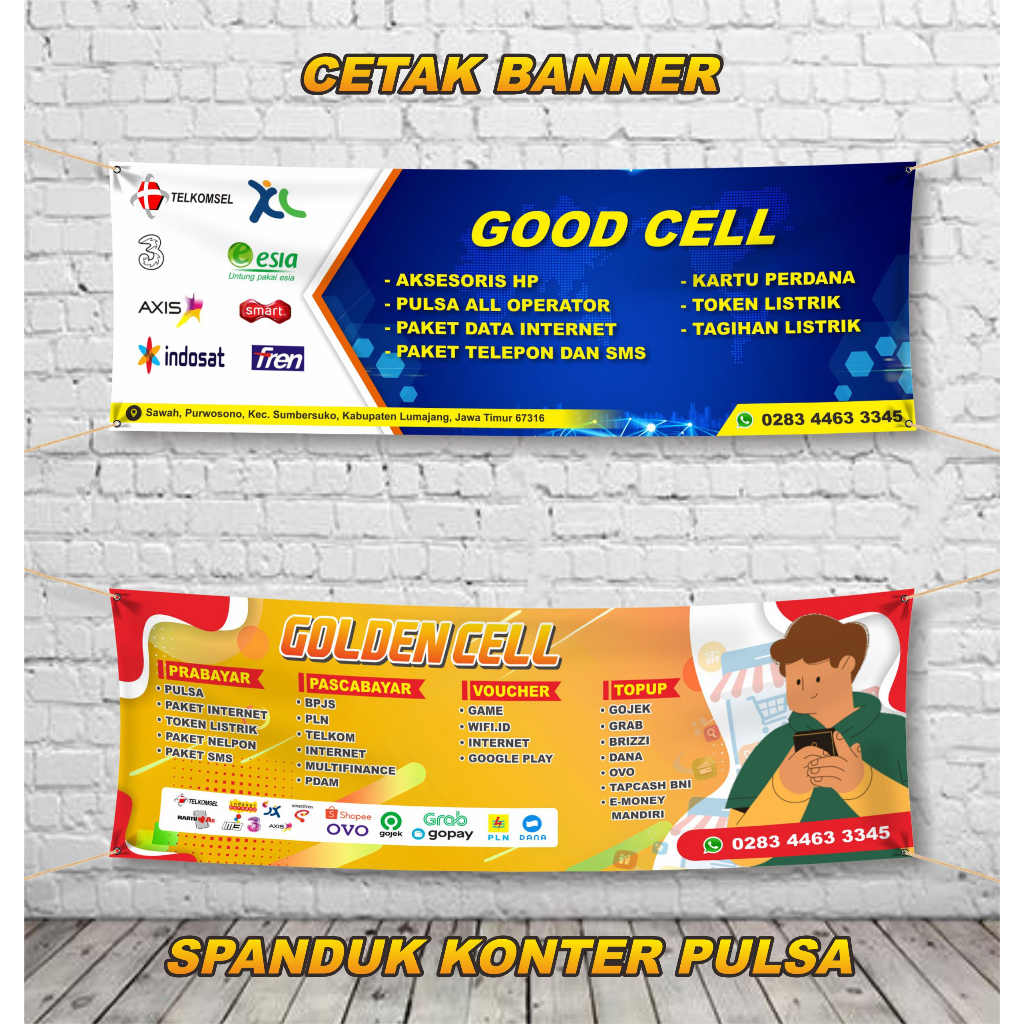 Jual Cetak Spanduk Custom/Banner Konter Pulsa (HP/ELEKTRONIK/SEMBAKO) (FREE DESAIN) | Shopee ...