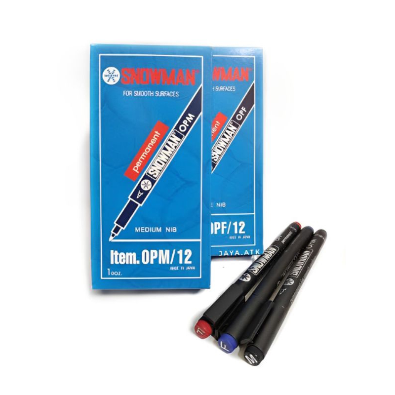 Jual SPIDOL SNOWMAN OHP OPF/OPM MARKER PERMANENT (1PAK/12PCS) | Shopee ...