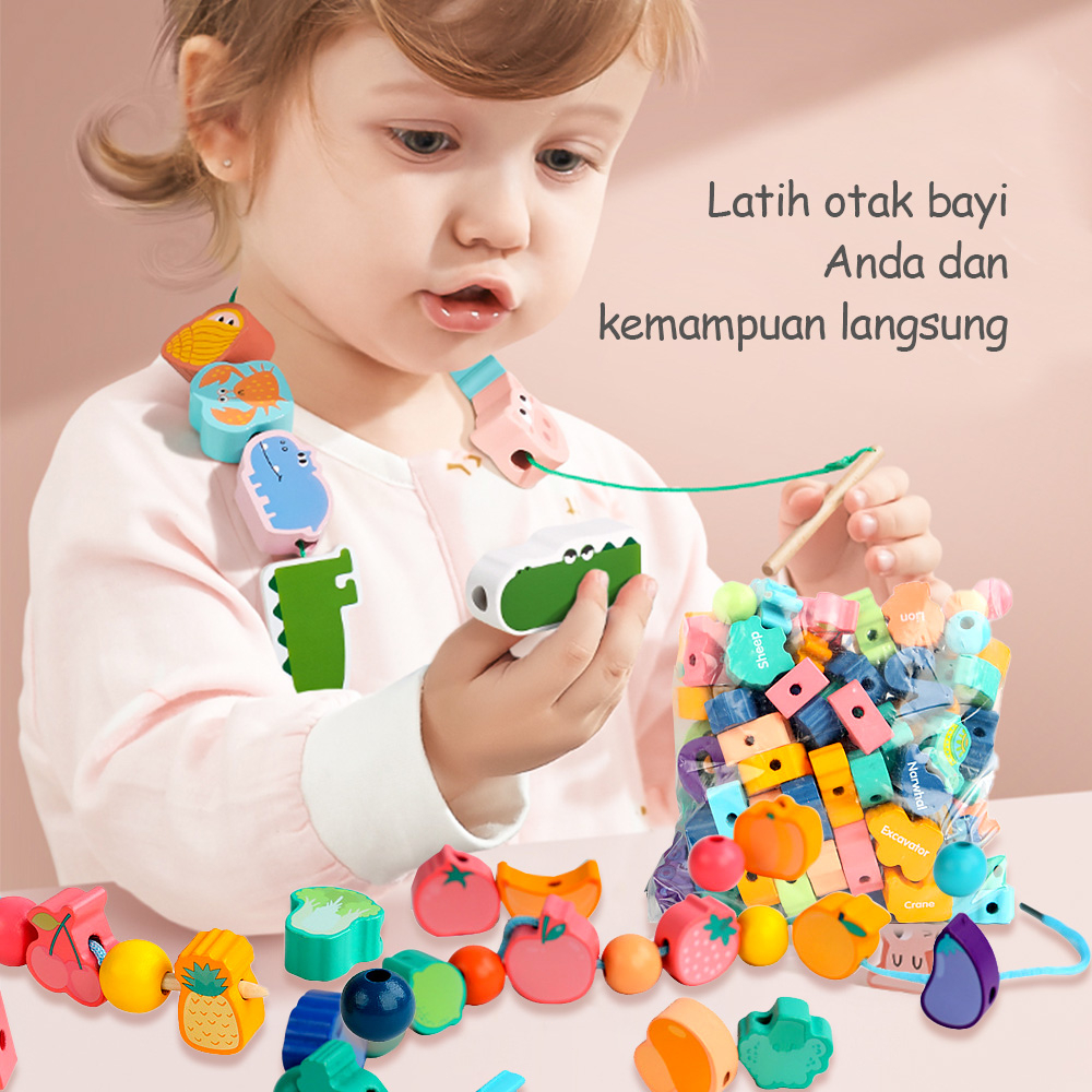 Jual JCHO mainan kayu edukasi anak 3D wooden toys mainan blok kayu ...