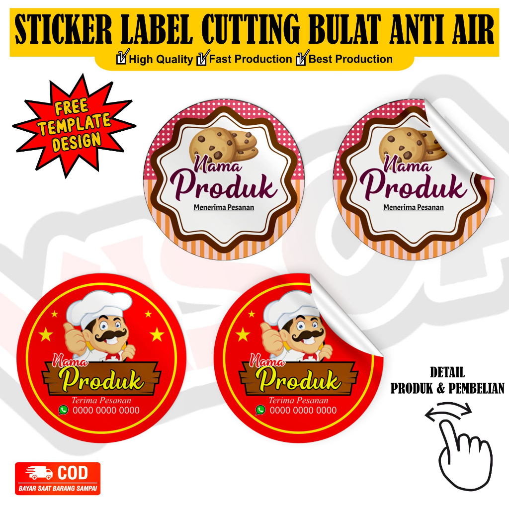 Jual Cetak Stiker Label Bulat Label Nama Label Makanan Toples Kemasan ...