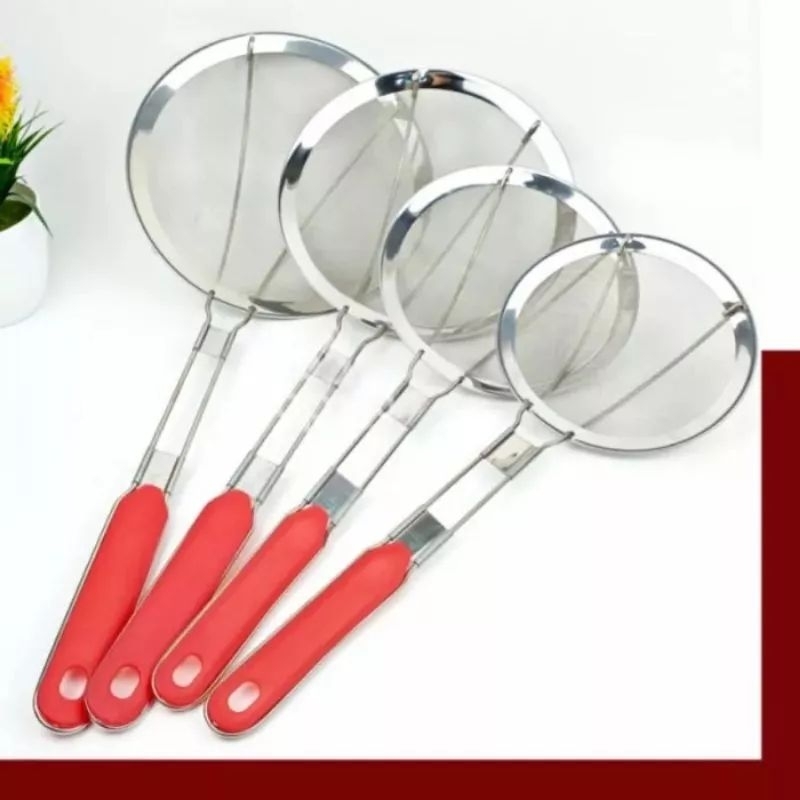 Jual SARINGAN MINYAK HALUS GAGANG MERAH / Serokan stainless Jumbo ... Jual SARINGAN MINYAK HALUS GAGANG MERAH / Serokan stainless Jumbo ...
