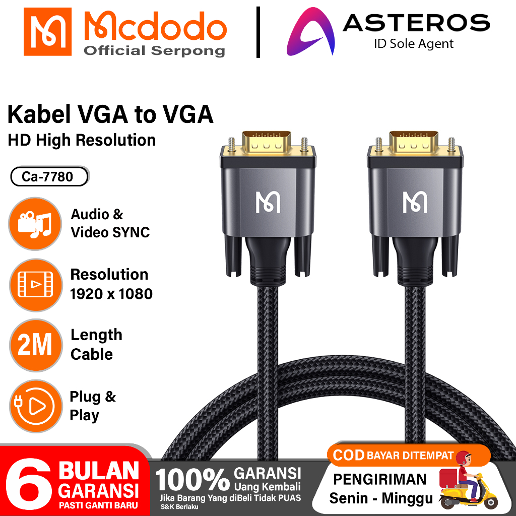 Jual MCDODO Kabel VGA to VGA Male to Male 4K 60Hz Premium Shielded 1m 2m 3m | Shopee Indonesia