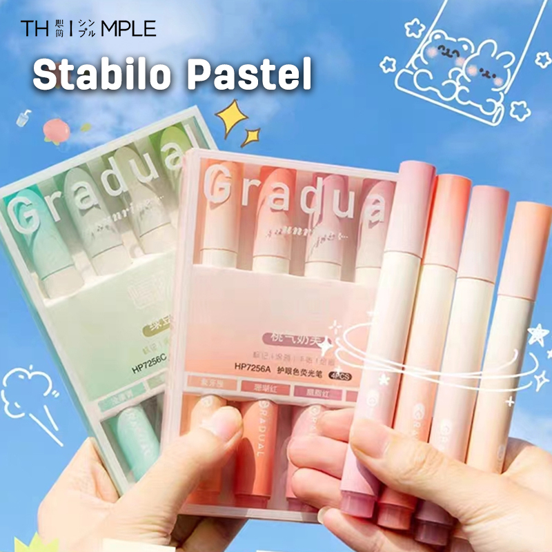 Jual Stabilo Set/Stabilo Pastel/Highlighter ujung 4 warna 4pcs/pak ...
