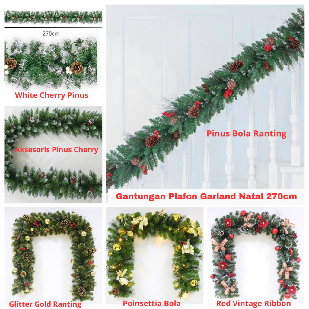 Jual Gantungan Plafon Garland Natal + Aksesoris 270cm Dekorasi Natal ...