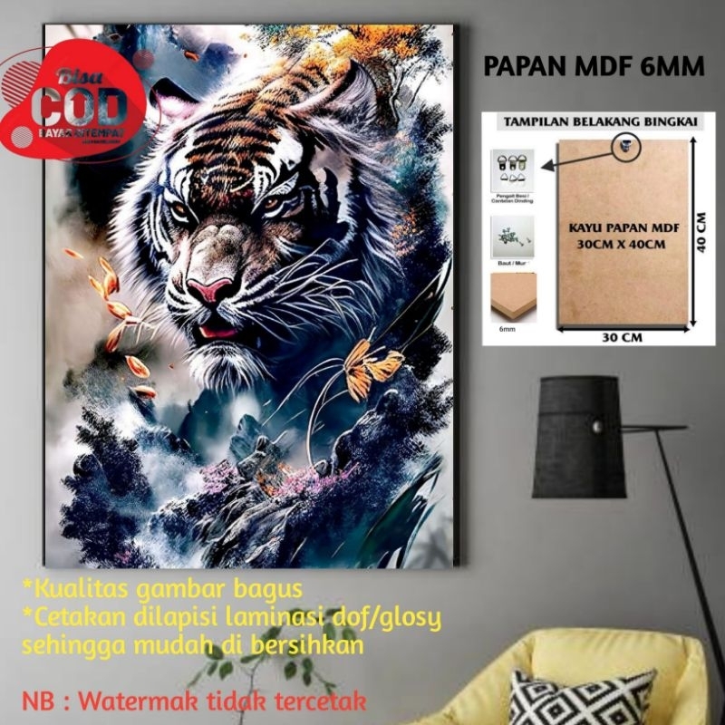 Jual Poster harimau aesthestic hiasan dinding walldekor bahan papan ...