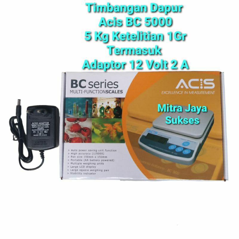 Jual Paket Timbangan Acis 5 kg + ADAPTOR BC 5000 Timbangan Dapur Digital 5 kilogram BC5000 ...