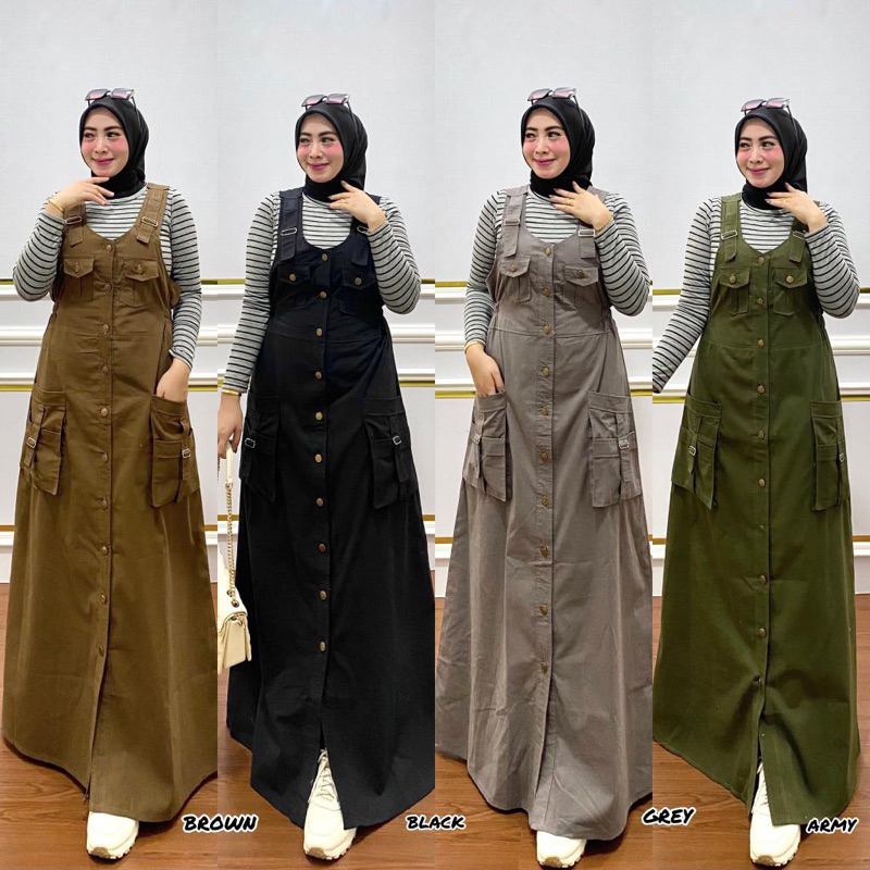 Jual QF. Gamis Overall Kancing / Gamis Overall / Overall / 920 | Shopee ...