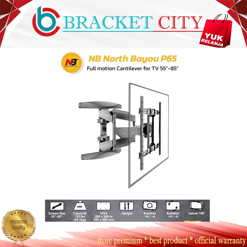 Jual NORTH BAYOU NB P6 Bracket TV Swivel 40-70 inch Tilt Swivel ...