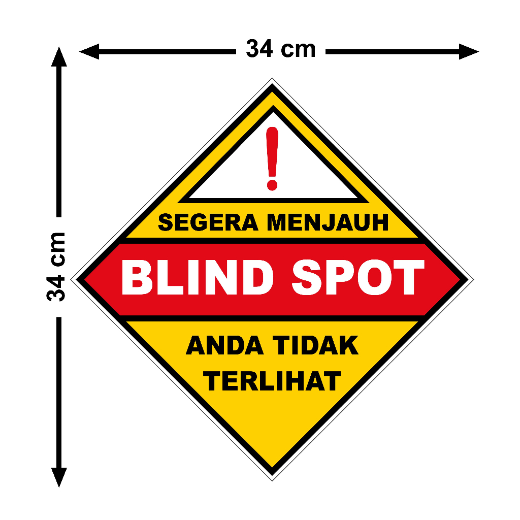 Jual STIKER BLIND SPOT/JAGA JARAK MOBIL BOK/TRUK BARANG 34x34 sign ...