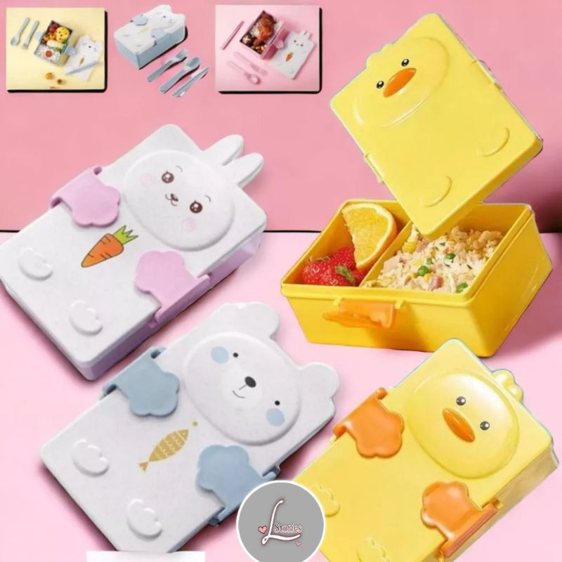 Jual lunch box karakter / lunch box bento set / lunch box unik lucu / kotak bekal anak lucu set ...