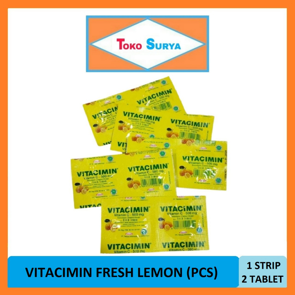 Jual Vitacimin Vitamin C 500mg Fresh Lemon 1 Strip 2 Tablet | Shopee ...