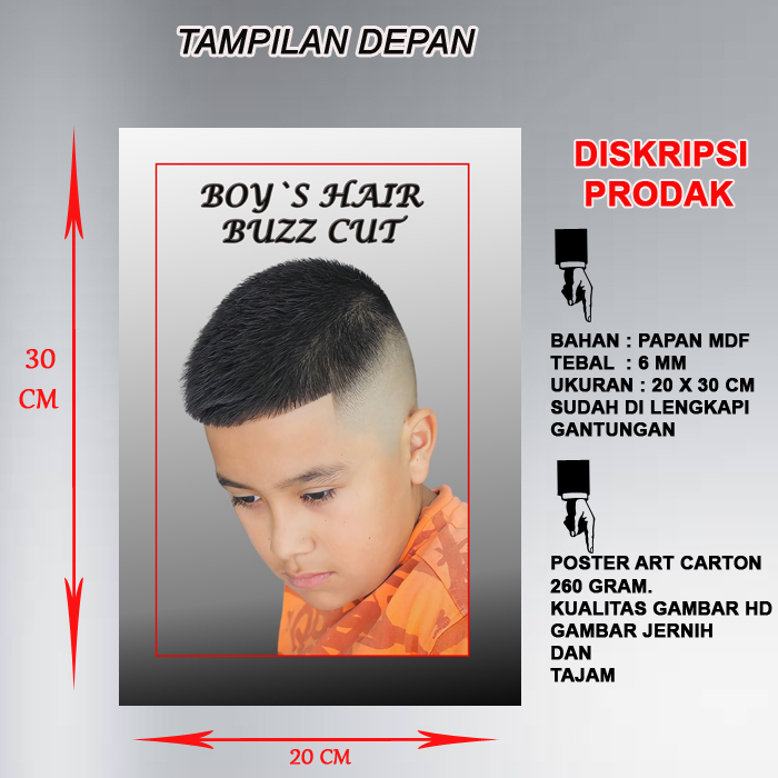 Jual Poster Kayu Papan MDF Model Anak- Anak Poster Barbershop Pangkas ...