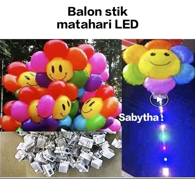 Jual 20pc Balon Stik Lampu LED Bunga Matahari Rainbow Sun Flower ...