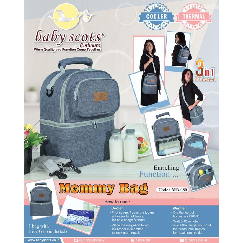 Jual Baby Scots Platinum3 in 1 Mommy Bag Cooler Bag MB-080 / Baby scots ...