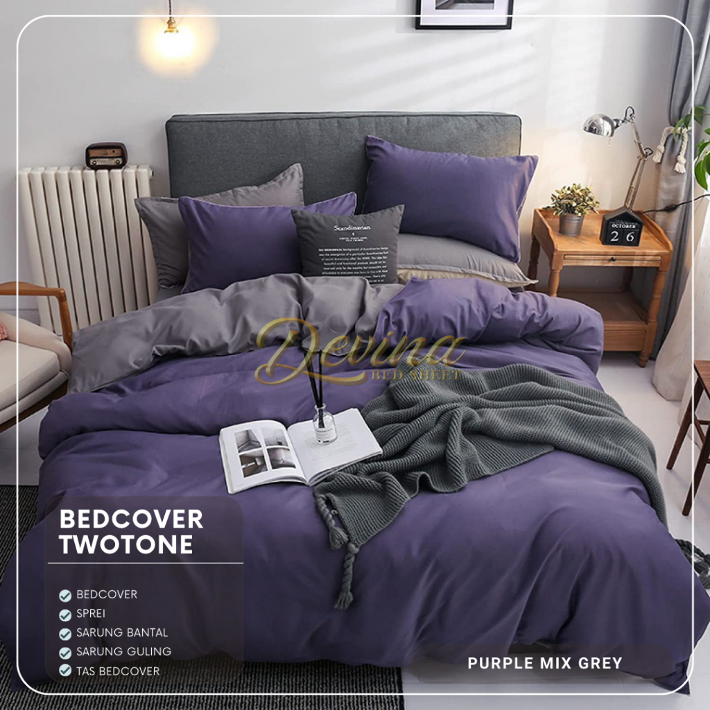 Jual Bedcover Set Two Tone Polos Selimut Bolak Balik ( Kombinasi Dua ...