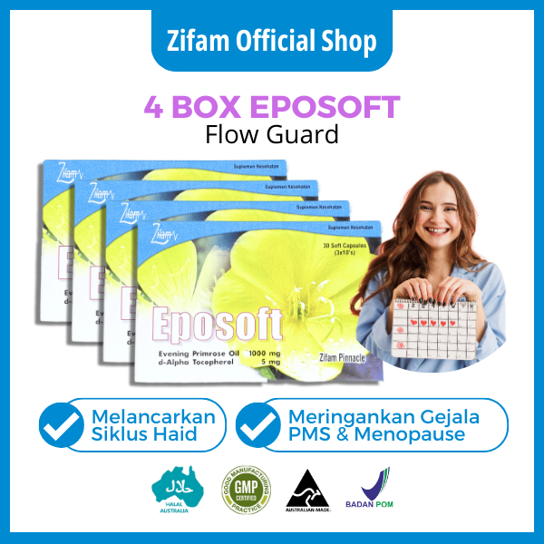 Jual ZIFAM - FlowGuard Eposoft (4 box @ isi 30) Pereda Nyeri Haid 4 Bulan Obat Datang Bulan PMS ...