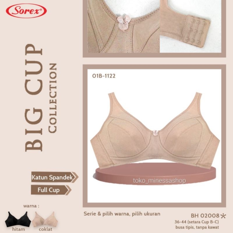 Jual Bra Basic BIG CUP 02008/Bh Sorex Jumbo Tanpa Kawat Busa Tipis Kait ...