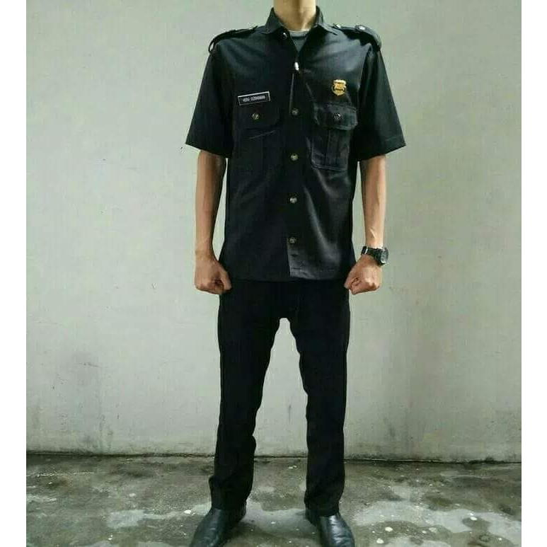 Jual Seragam safari DRIVER satpam hitam 1 stel Baju Safari Security ...