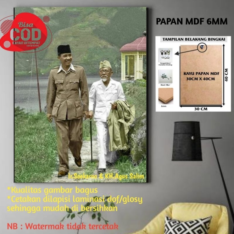 Jual Poster Ir Soekarno dan KH agus salim hiasan dinding walldekor bahan papan kayu mdf | Shopee ...