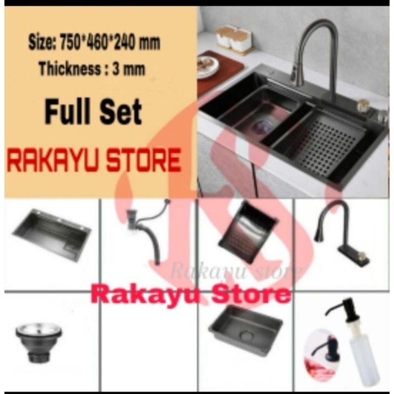 Jual KITCHEN SINK MODERN 1 LUBANG HITAM KITCHEN SINK LUXURY BLACK 7545 ...