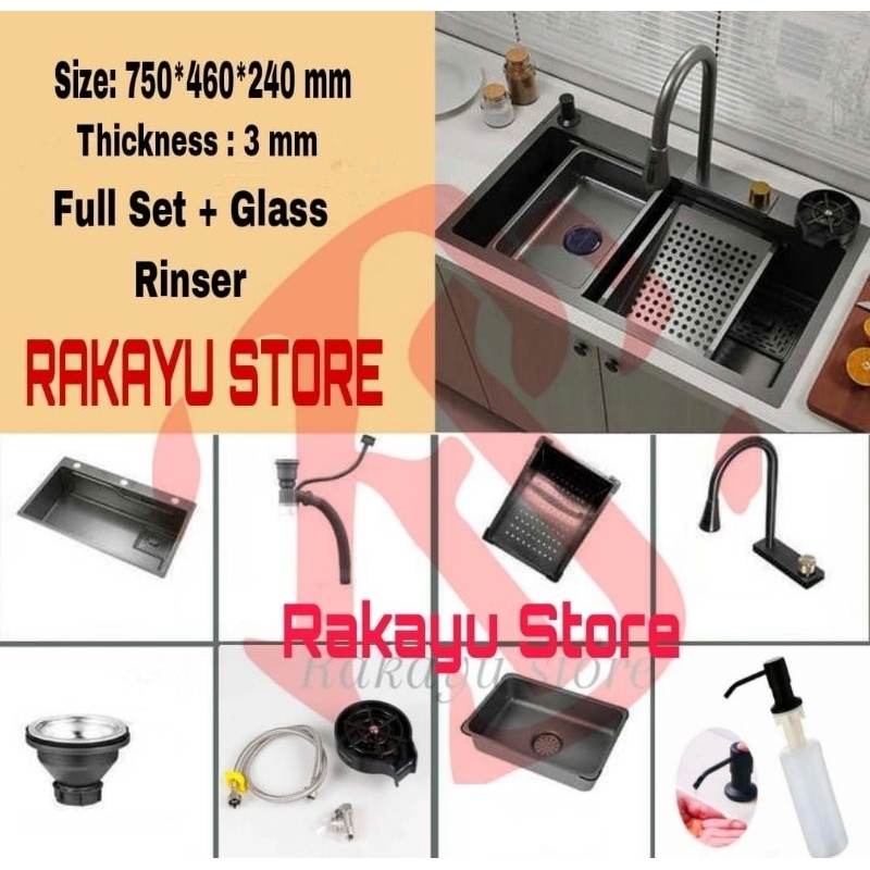Jual KITCHEN SINK MODERN 1 LUBANG HITAM KITCHEN SINK LUXURY BLACK 7545 ...