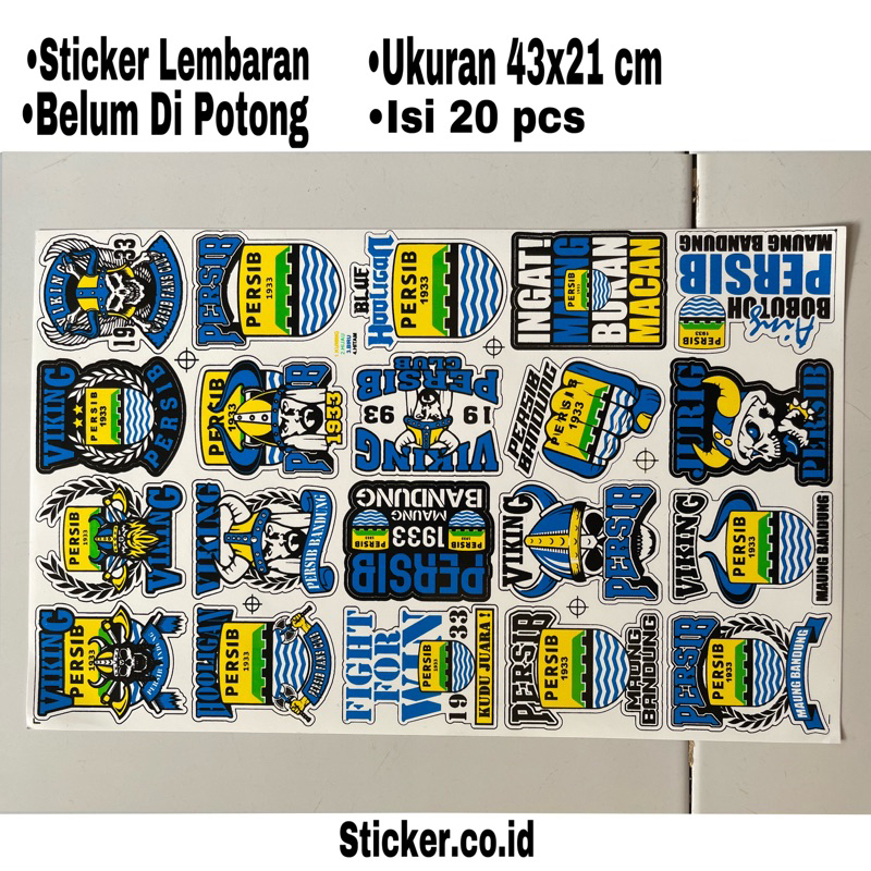 Jual Sticker Lembaran Persib Isi 20 Pcs Ukuran 43x26 cm | Shopee Indonesia