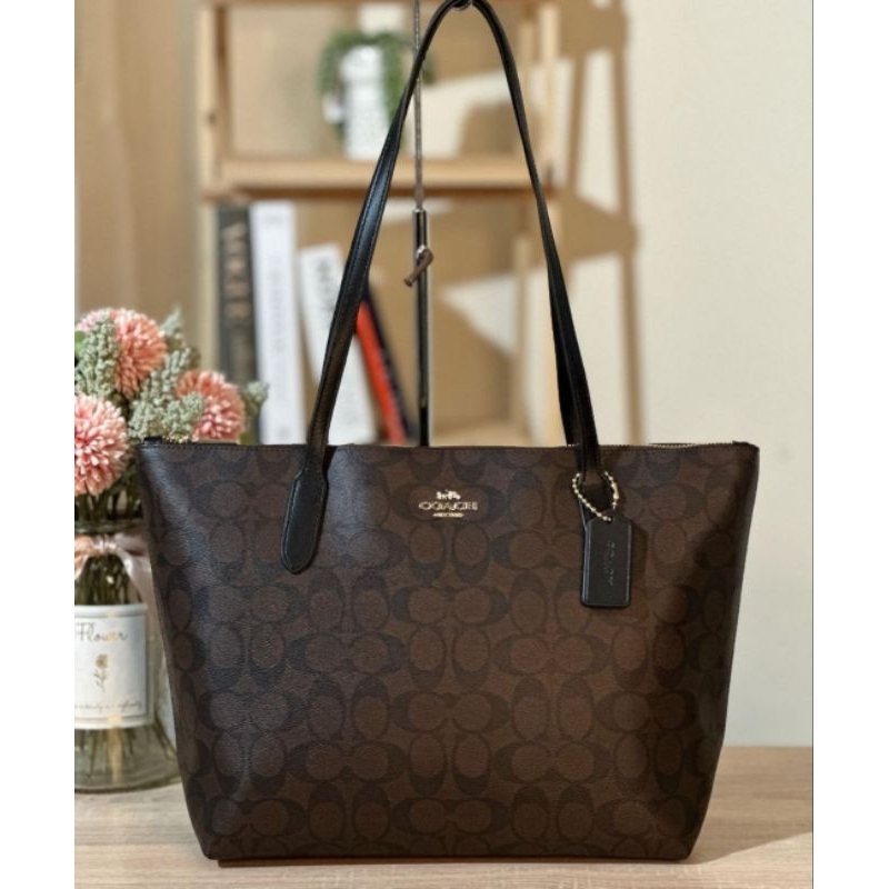 Jual Tas wanita Tas coach tote original Signature Zip Tote Signature ...