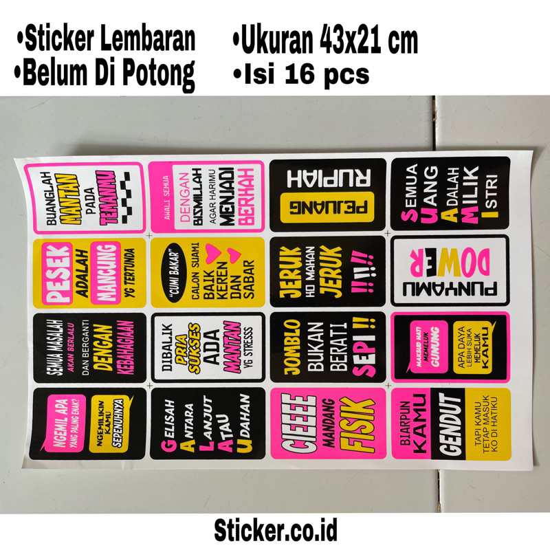Jual Sticker Lembaran Kata-Kata Ukuran 43X26 CM | Shopee Indonesia