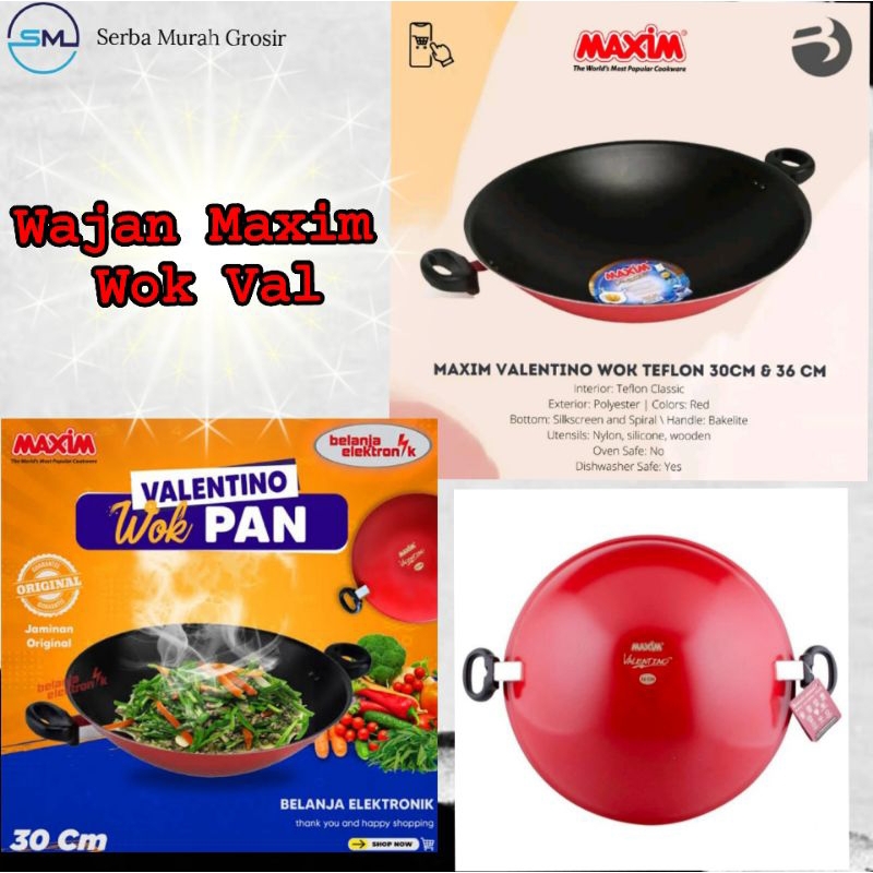 Jual Wajan Goreng/Teflon Anti lengket/Wajan Kuping Maxim Valentino Wok ...