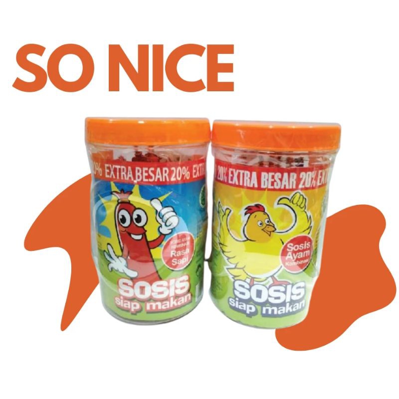 Jual SOSIS SO NICE Siap Makan Toples Isi 25 Batang Rasa Ayam dan Sapi ...