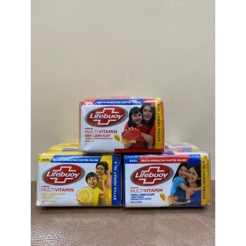 Jual Lifebuoy Sabun Batang 100 gram isi 4 pcs Kuning Merah Biru ...